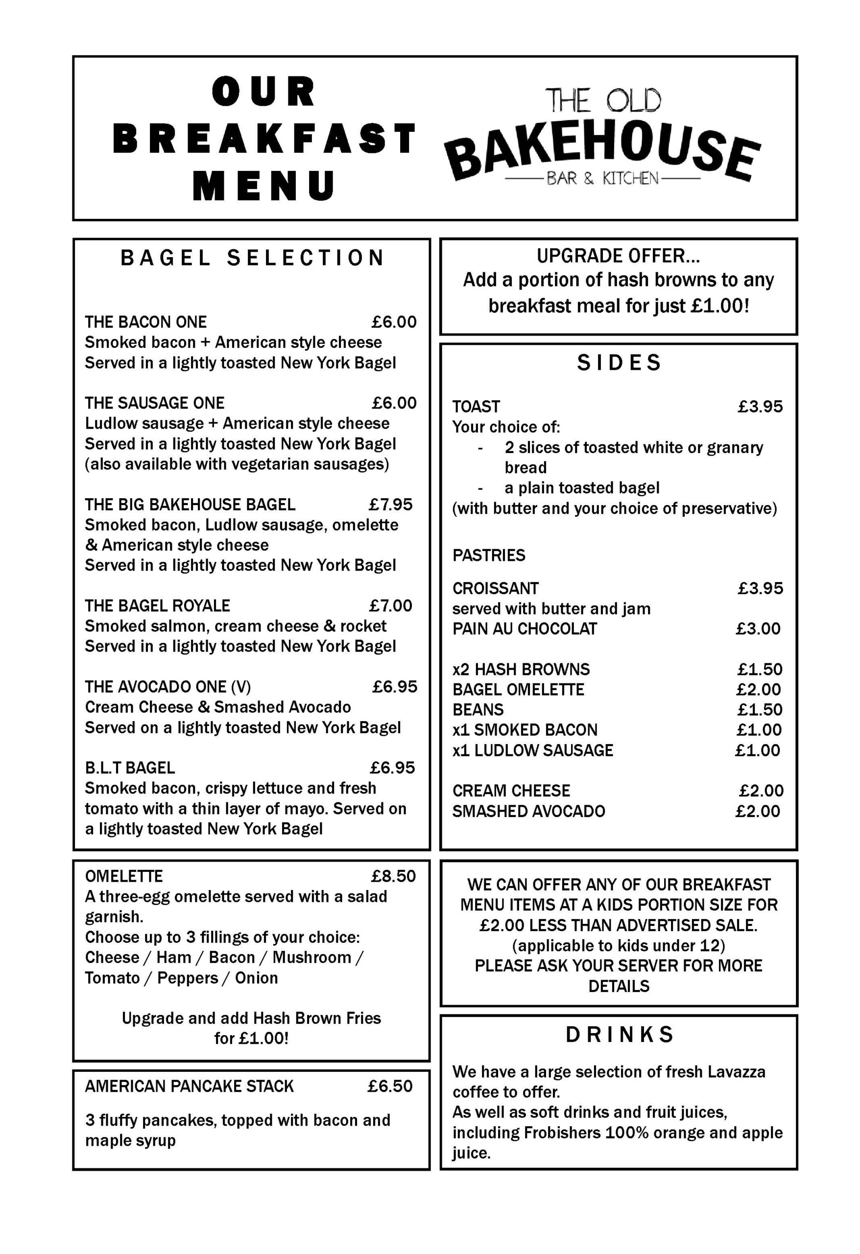 Menus - the old bakehouse ludlow